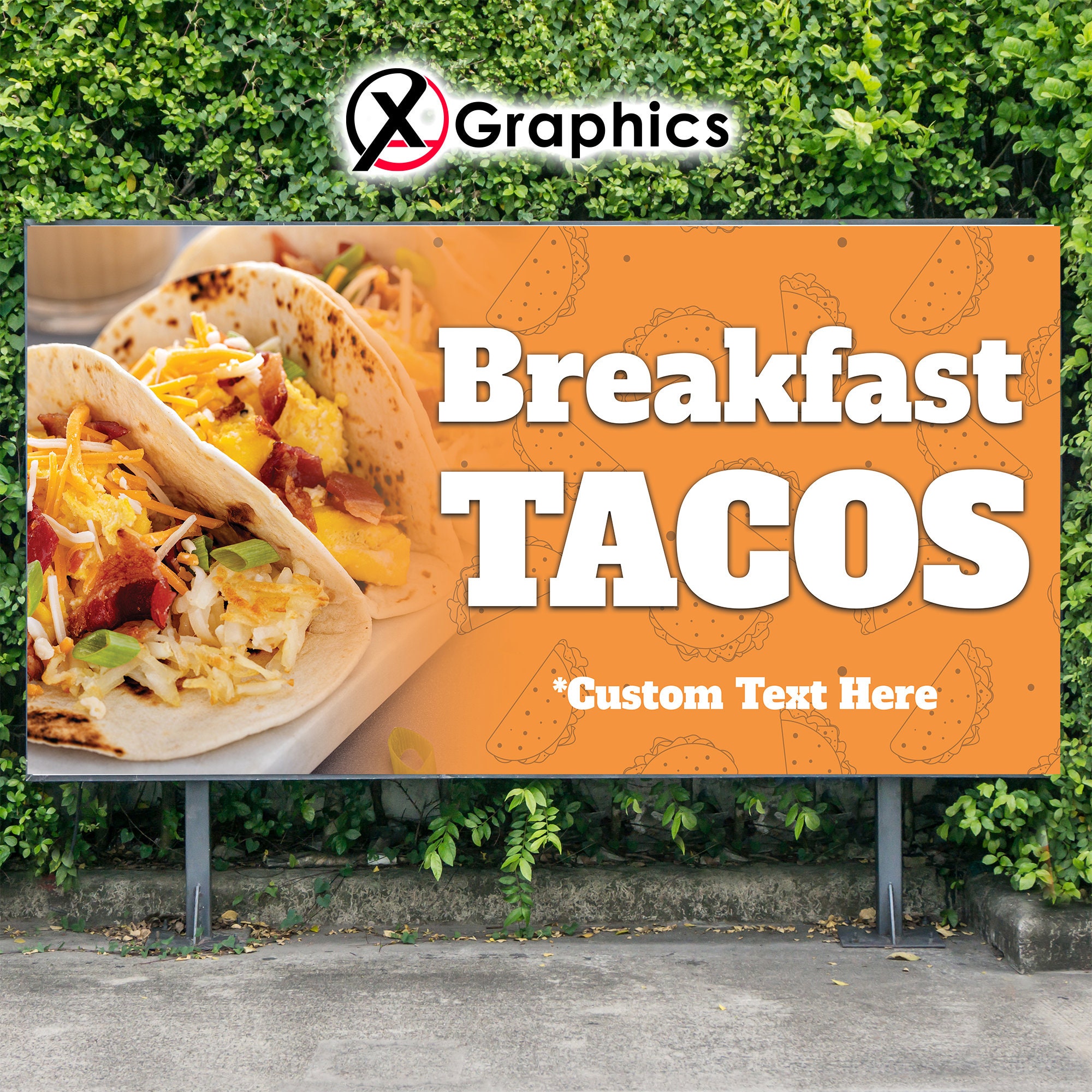 Breakfast Tacos Burritos 13 Oz Heavy Duty Vinyl Banner Sign With Metal ...