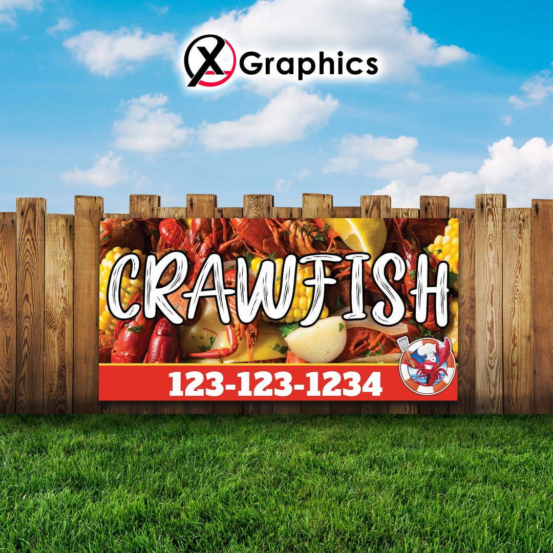 Crawfish 13 Oz Heavy Duty Vinyl Banner Sign With Metal Grommets ...