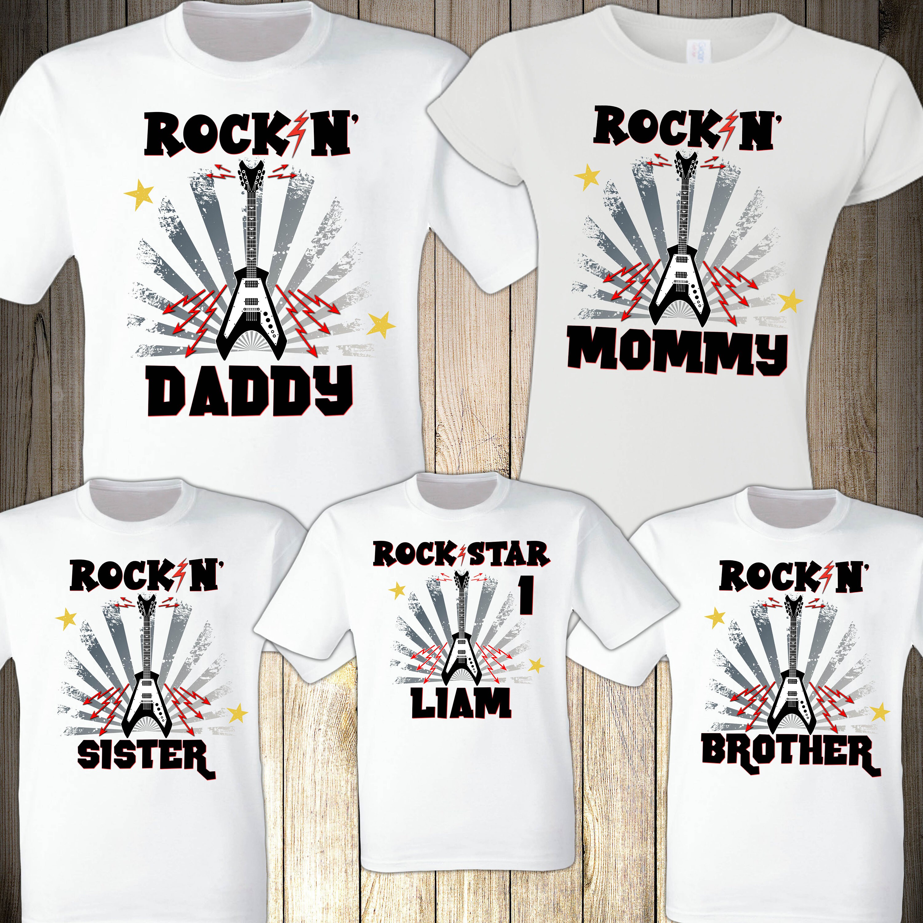 Rock and Roll Rockin' Mommy Birthday Shirts,birthday Rockin' One Shirt ...