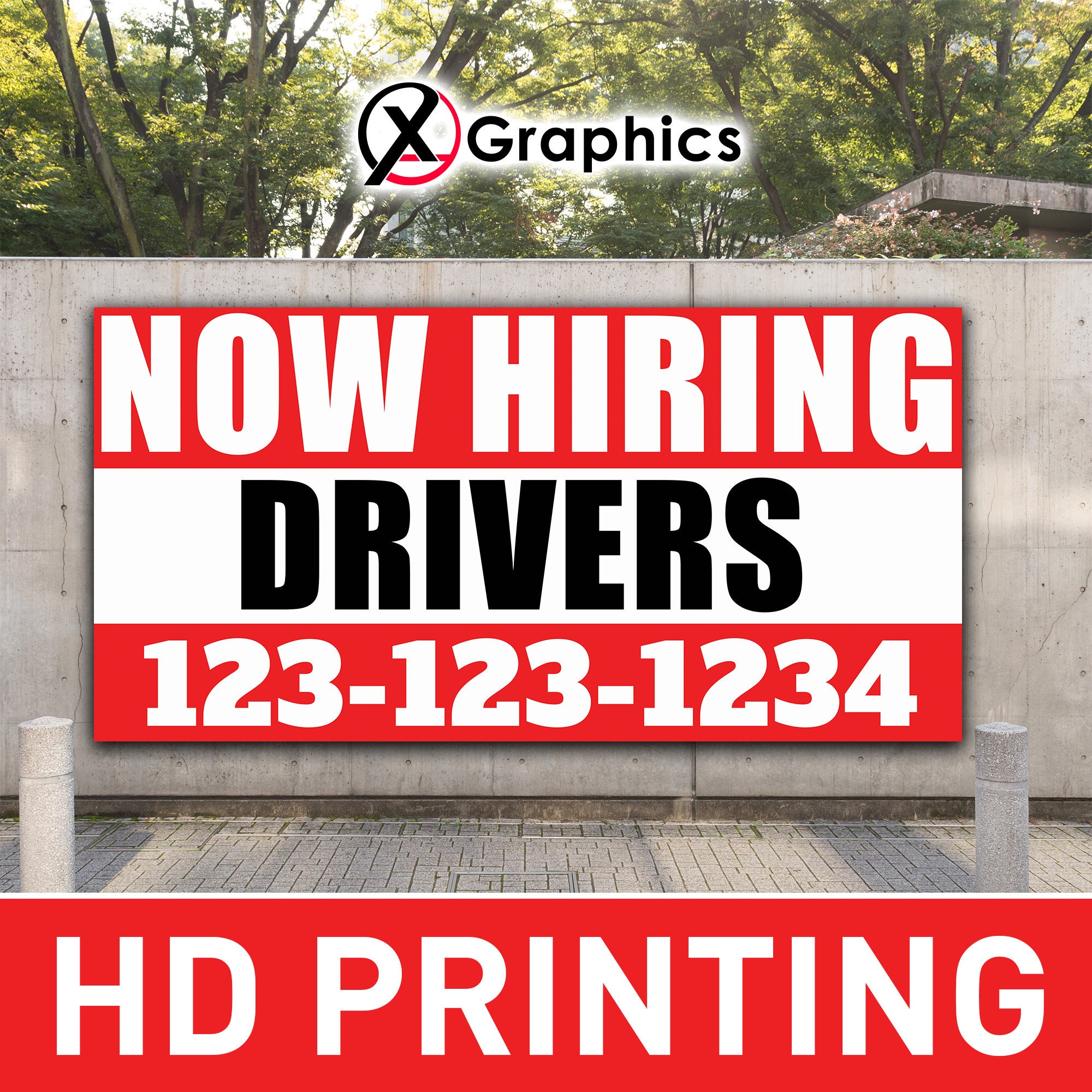Now Hiring Drivers 13 Oz Heavy Duty Vinyl Banner Sign With Metal ...