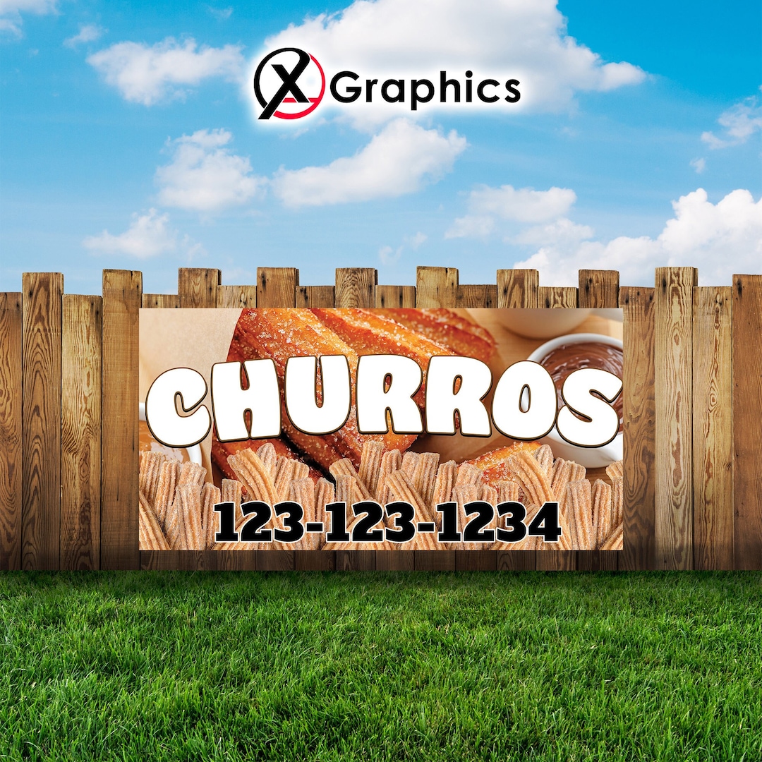 Churros Banner 13 Oz Heavy Duty Banner Sign With Metal Grommets ...