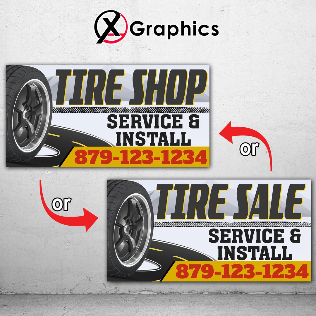 Tire Sale Tire Shop 13 Oz Heavy Duty Vinyl Banner Sign Metal Grommets ...