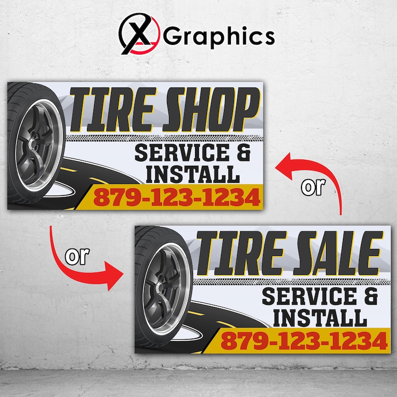 Tire Sale Tire Shop 13 Oz Heavy Duty Vinyl Banner Sign Metal Grommets ...