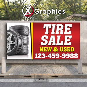 Tire Sale Tire Shop Service 13 Oz Heavy Duty Viny Banner Sign Metal ...
