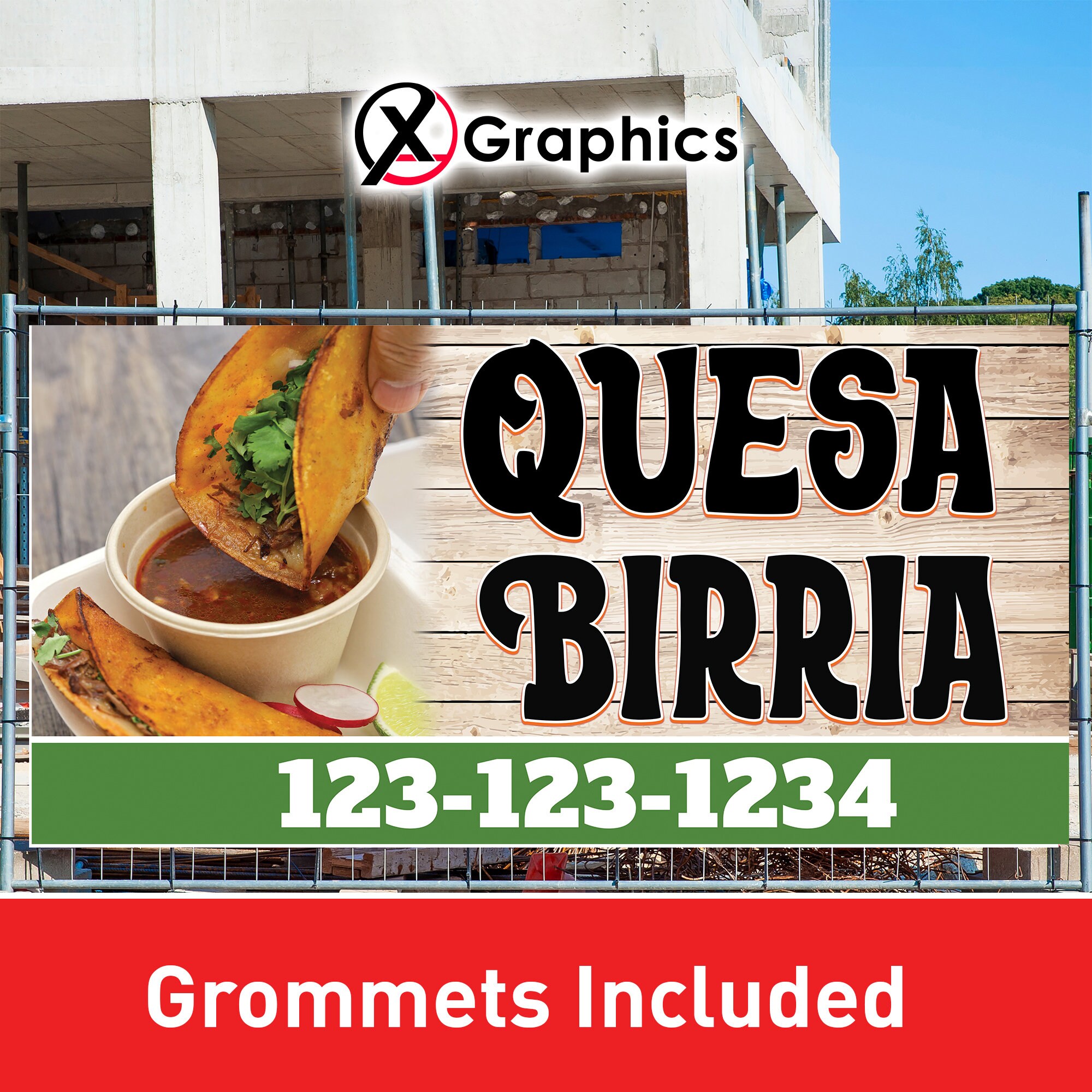 Quesa Birria 13 Oz Heavy Duty Vinyl Banner Sign With Metal Grommets ...