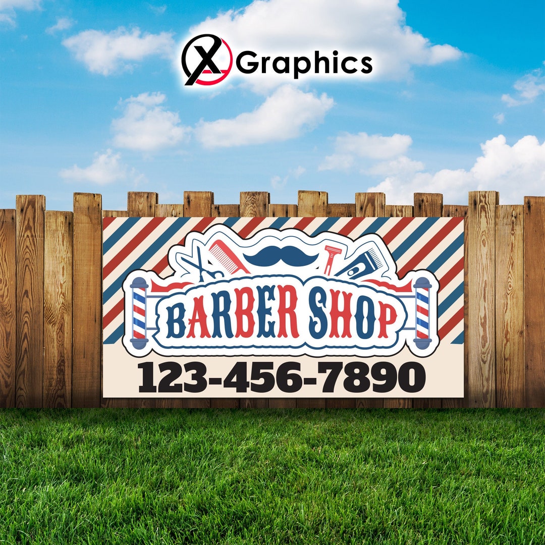 Barber Shop Cut Hair 13 Oz Heavy Duty Vinyl Banner Sign With Metal ...