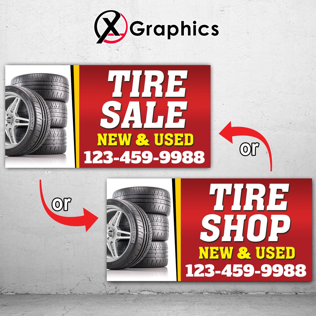 Tire Sale Tire Shop Service 13 Oz Heavy Duty Viny Banner Sign Metal ...