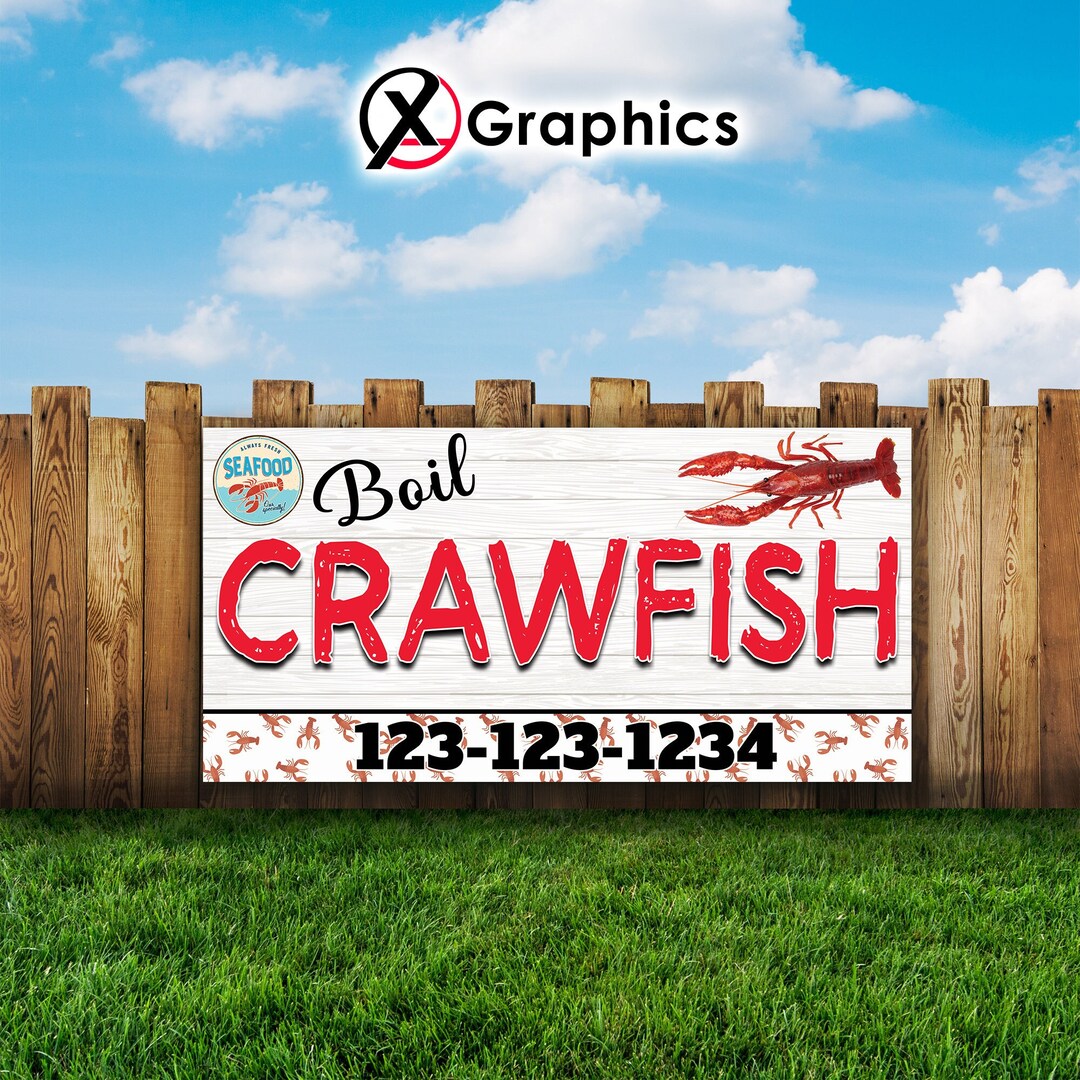 Crawfish 13 Oz Heavy Duty Vinyl Banner Sign With Metal Grommets ...