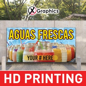 Aguas Frescas 13 Oz Heavy Duty Vinyl Banner Sign With Metal Grommets ...