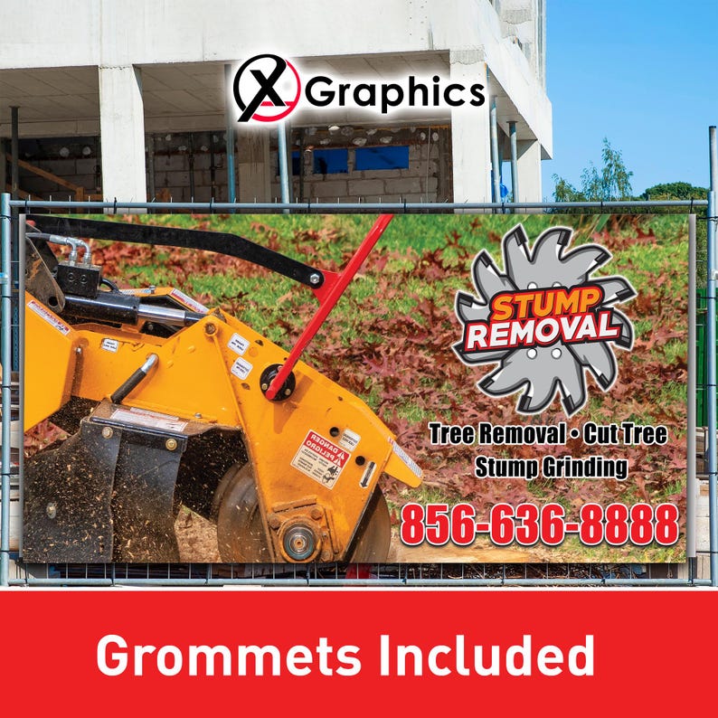 Stump Grinding 13 Oz Heavy Duty Vinyl Banner Sign With Metal Grommets ...