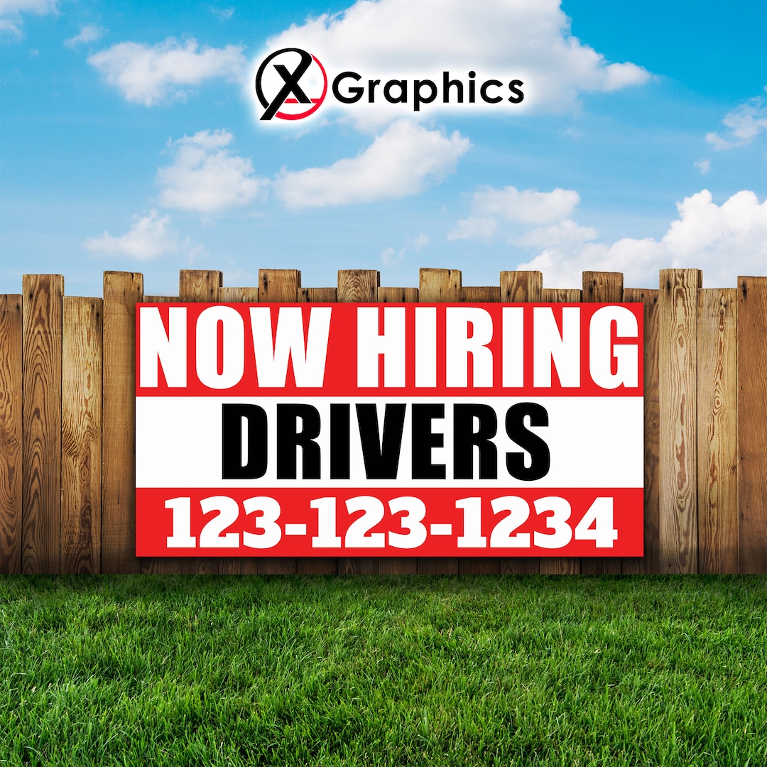 Now Hiring Drivers 13 Oz Heavy Duty Vinyl Banner Sign With Metal ...