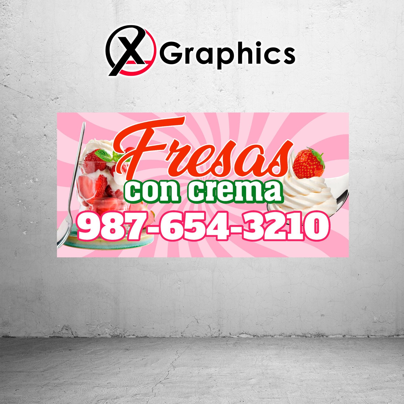Fresas Con Crema 13 Oz Heavy Duty Vinyl Banner Sign With Metal Grommets ...