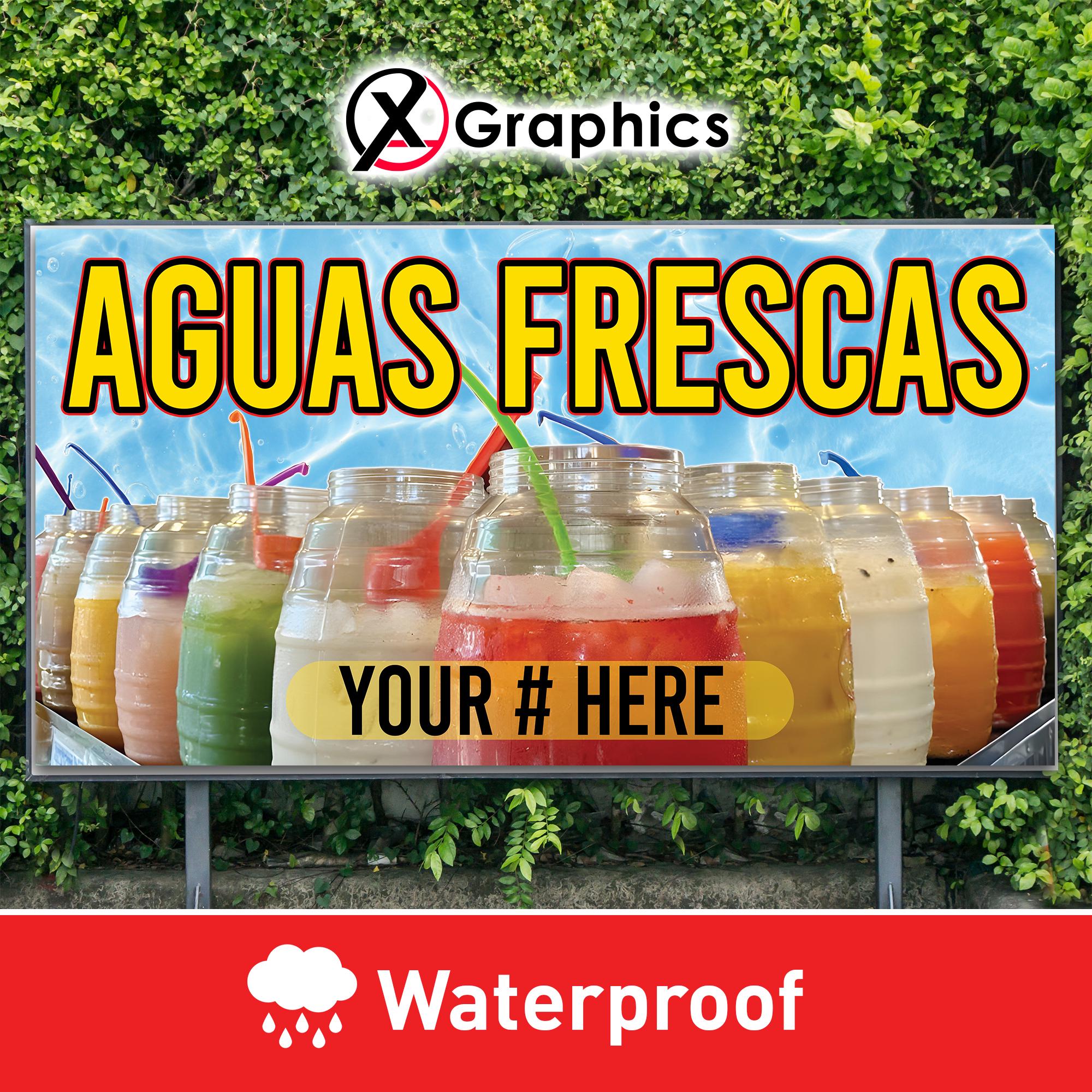 Aguas Frescas 13 Oz Heavy Duty Vinyl Banner Sign With Metal Grommets ...