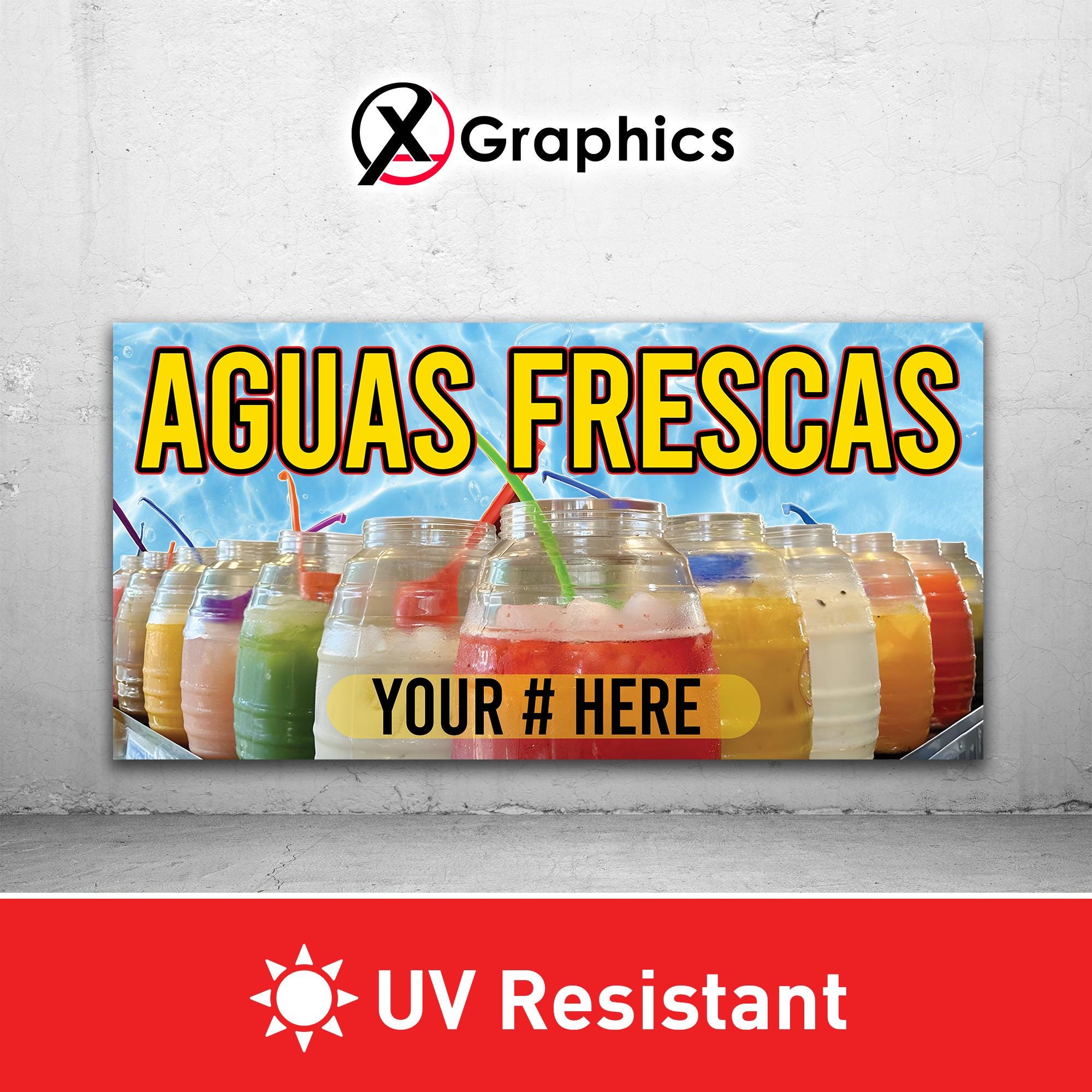 Aguas Frescas 13 Oz Heavy Duty Vinyl Banner Sign With Metal Grommets ...