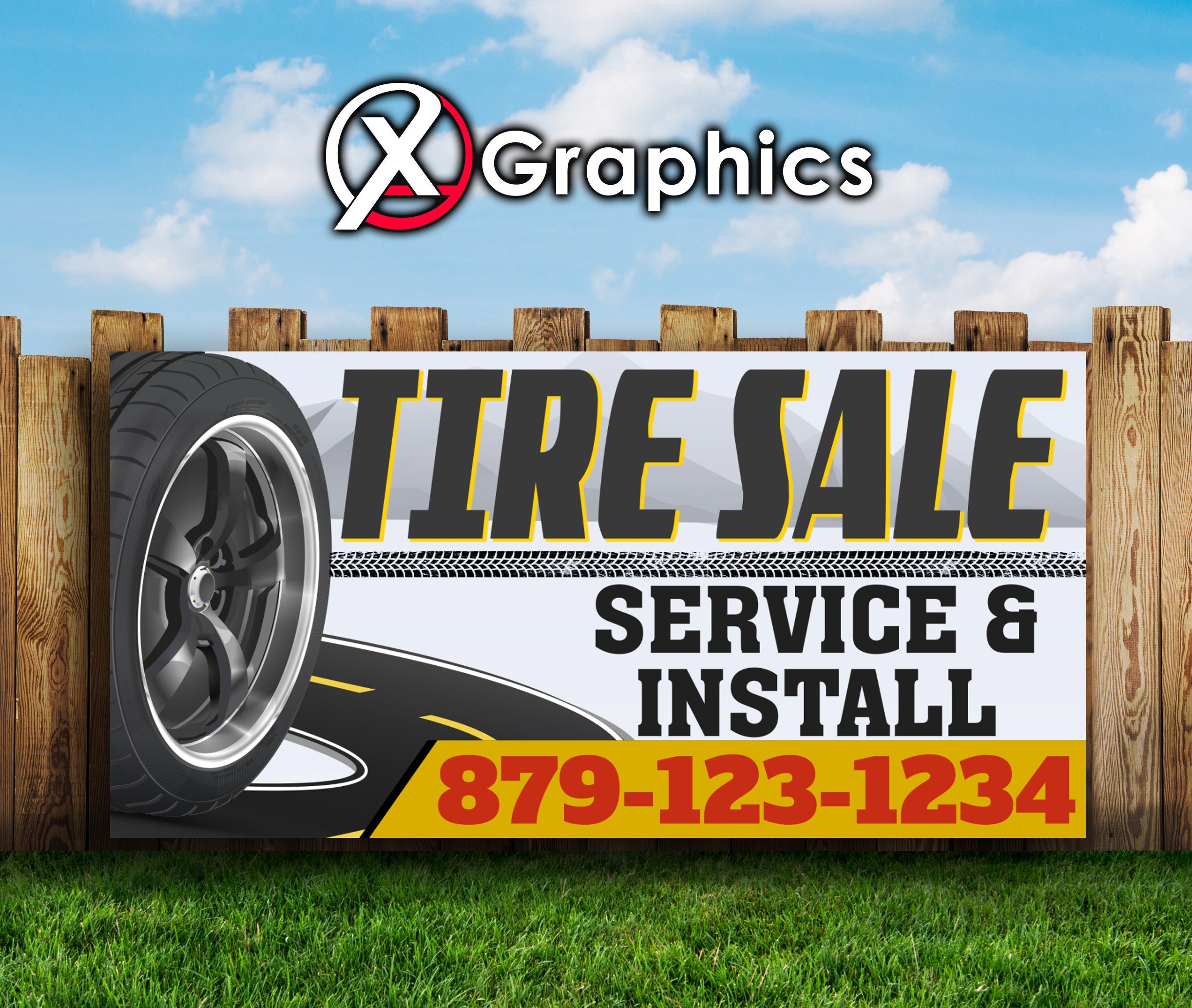 Tire Sale Tire Shop 13 Oz Heavy Duty Vinyl Banner Sign Metal Grommets ...
