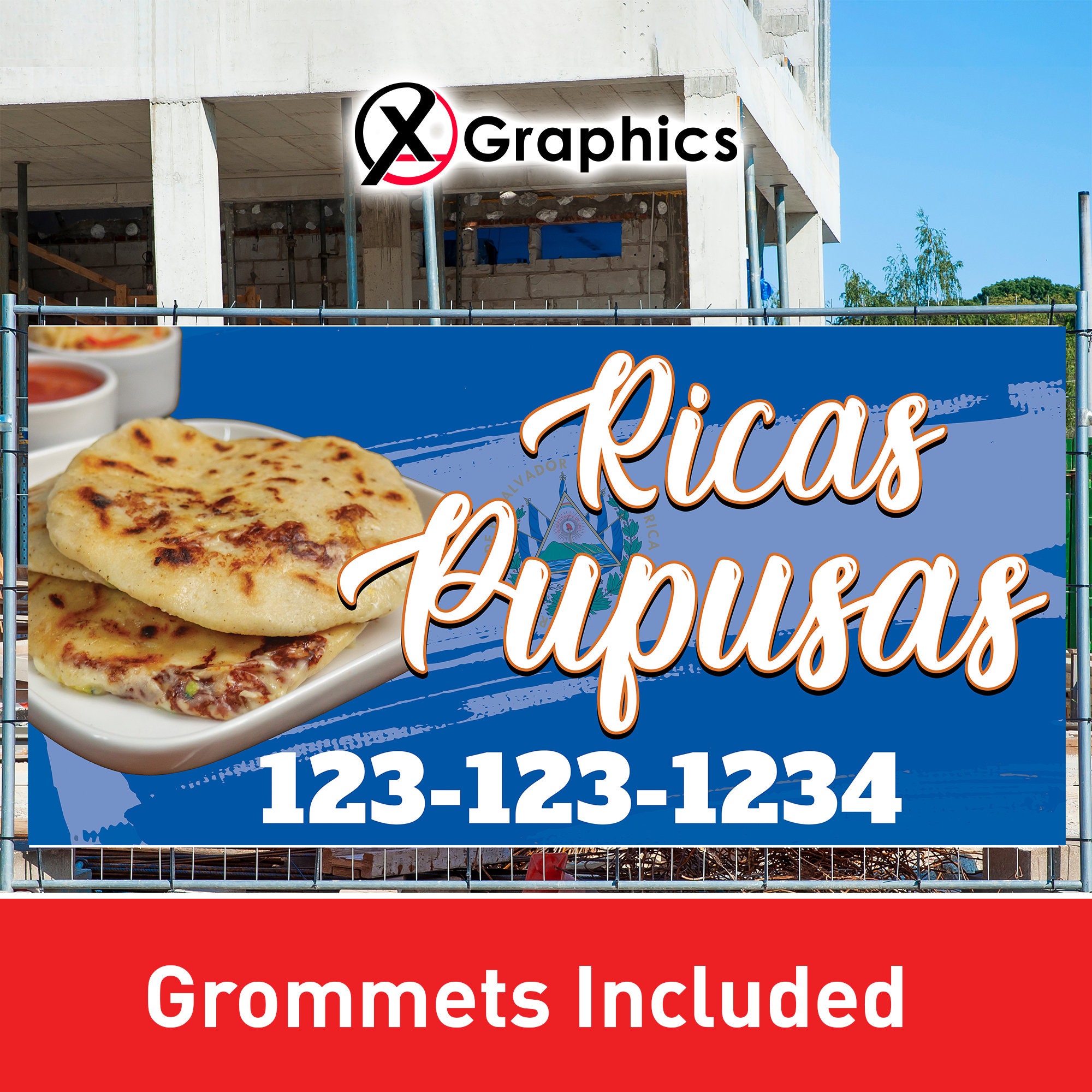 Pupusas Banner Ricas Pupusas 13 Oz Heavy Duty Vinyl Banner Sign With ...