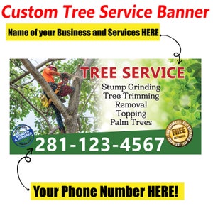 Tree Service Banner Tree 13 Oz Heavy Duty Vinyl Banner Sign With Metal ...