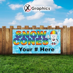 Snow Cones 13 Oz Heavy Duty Vinyl Banner Sign With Metal Grommets ...