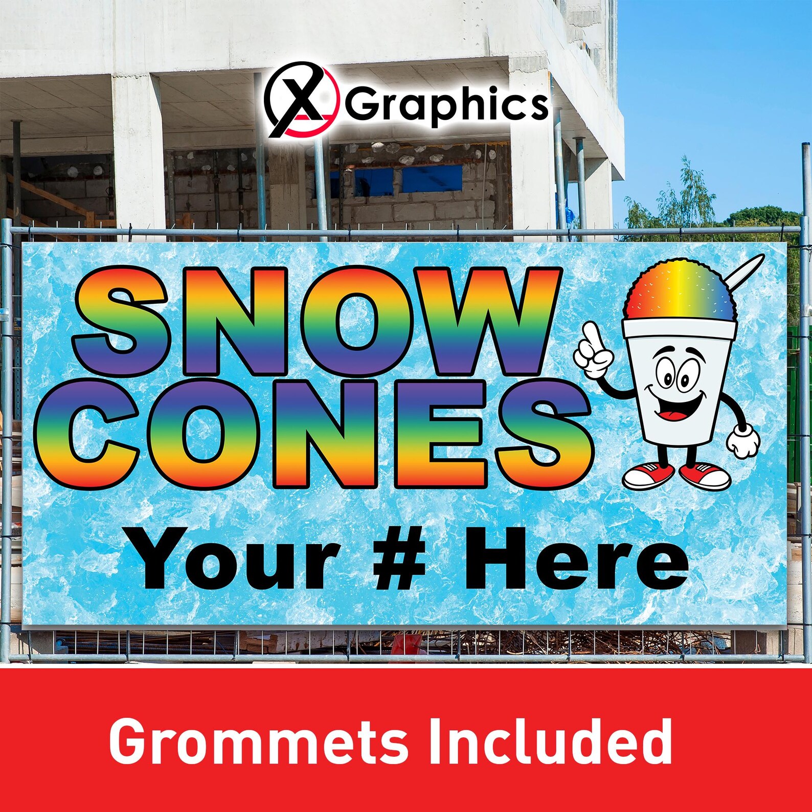 Snow Cones 13 Oz Heavy Duty Vinyl Banner Sign With Metal Grommets ...