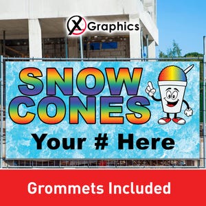 Snow Cones 13 Oz Heavy Duty Vinyl Banner Sign With Metal Grommets ...