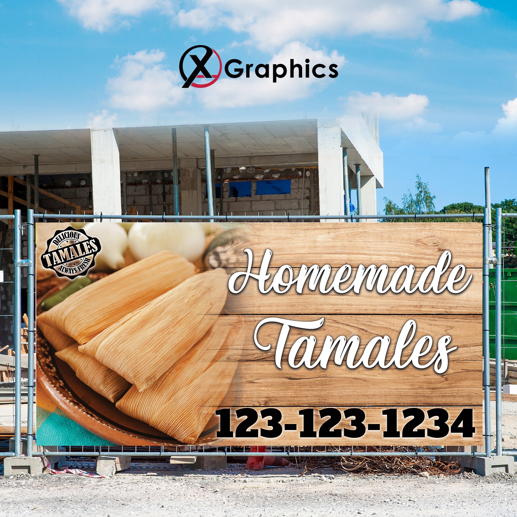 Fresh Tamales 13 Oz Heavy Duty Vinyl Banner Sign With Metal Grommets ...