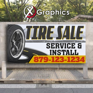 Tire Sale Tire Shop 13 Oz Heavy Duty Vinyl Banner Sign Metal Grommets ...