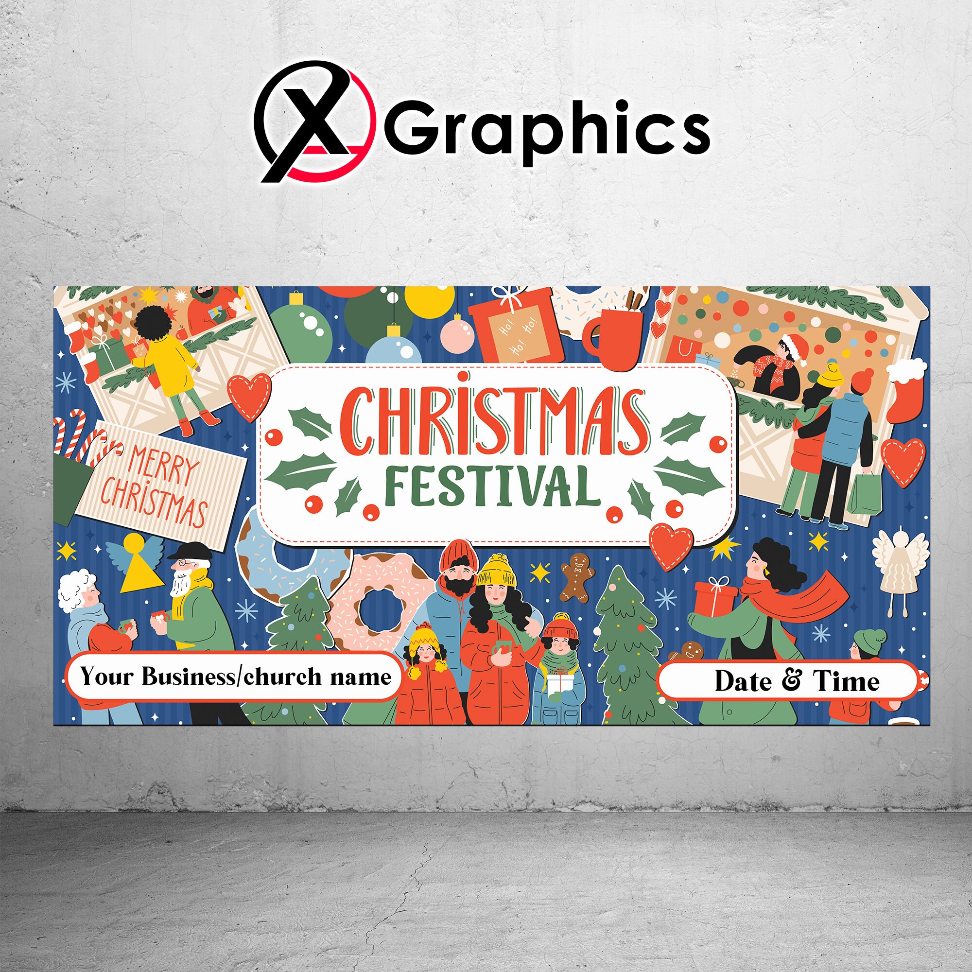 Christmas Festival 13 Oz Heavy Duty Vinyl Banner Sign With Metal ...