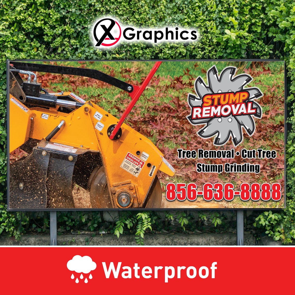 Stump Grinding 13 Oz Heavy Duty Vinyl Banner Sign With Metal Grommets ...