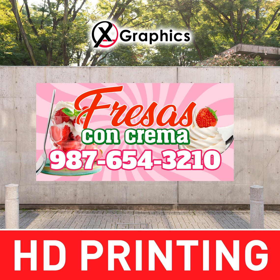 Fresas Con Crema 13 Oz Heavy Duty Vinyl Banner Sign With Metal Grommets ...