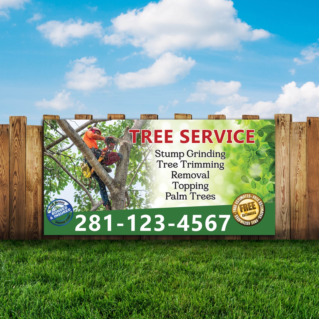Tree Service Banner Tree 13 Oz Heavy Duty Vinyl Banner Sign With Metal ...