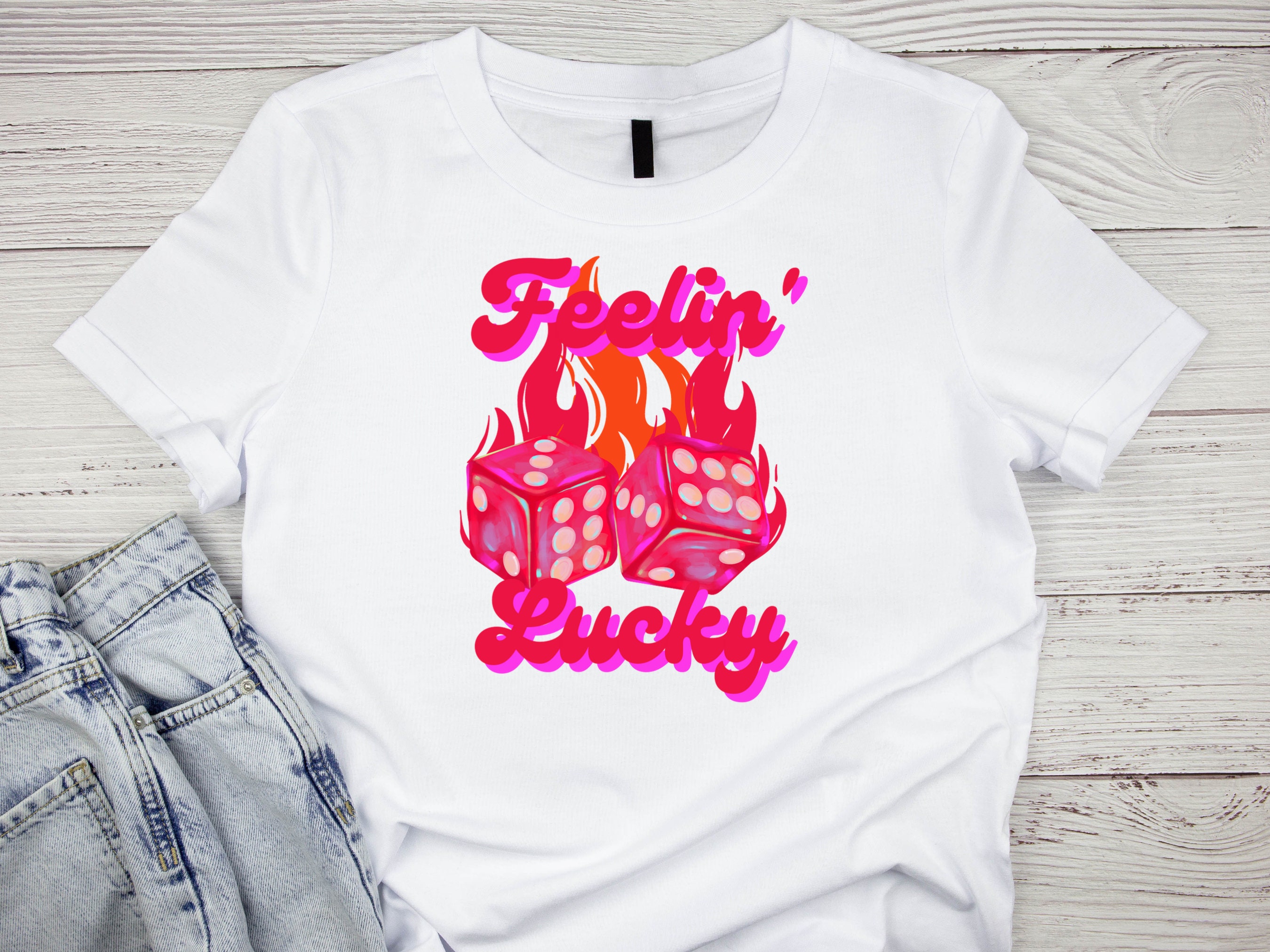 Feelin Lucky PNG, Girly Aesthetic Design, Dice Flames, Boujee ...