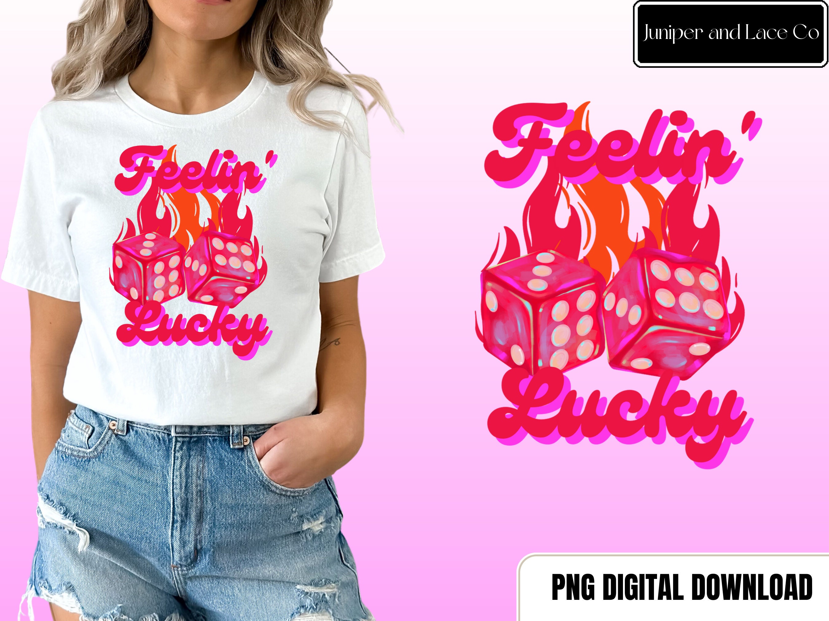 Feelin Lucky PNG, Girly Aesthetic Design, Dice Flames, Boujee ...