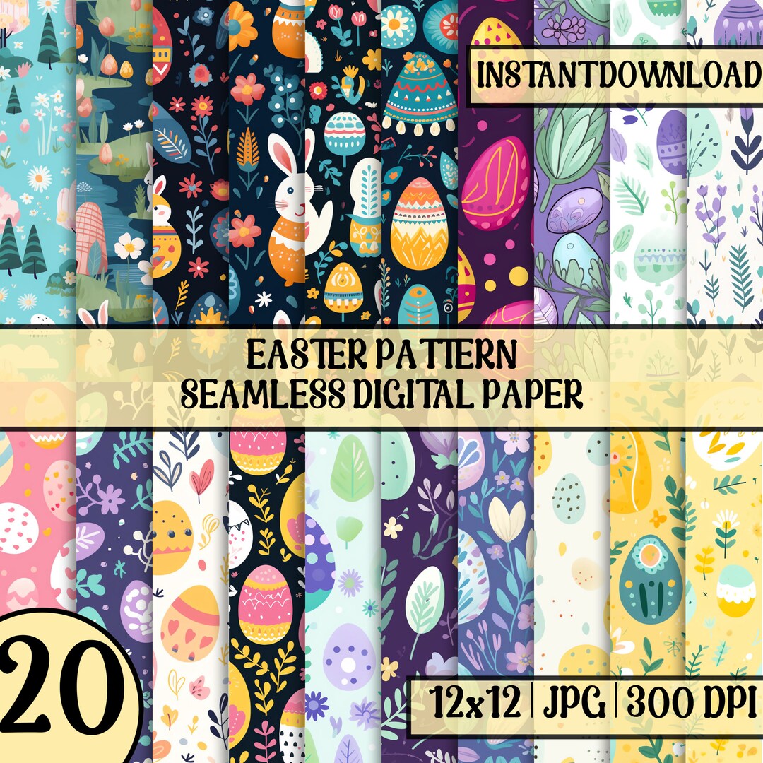 Seamless Digital Paper, Easter Digital Paper, Easter Egg Backgrounds ...