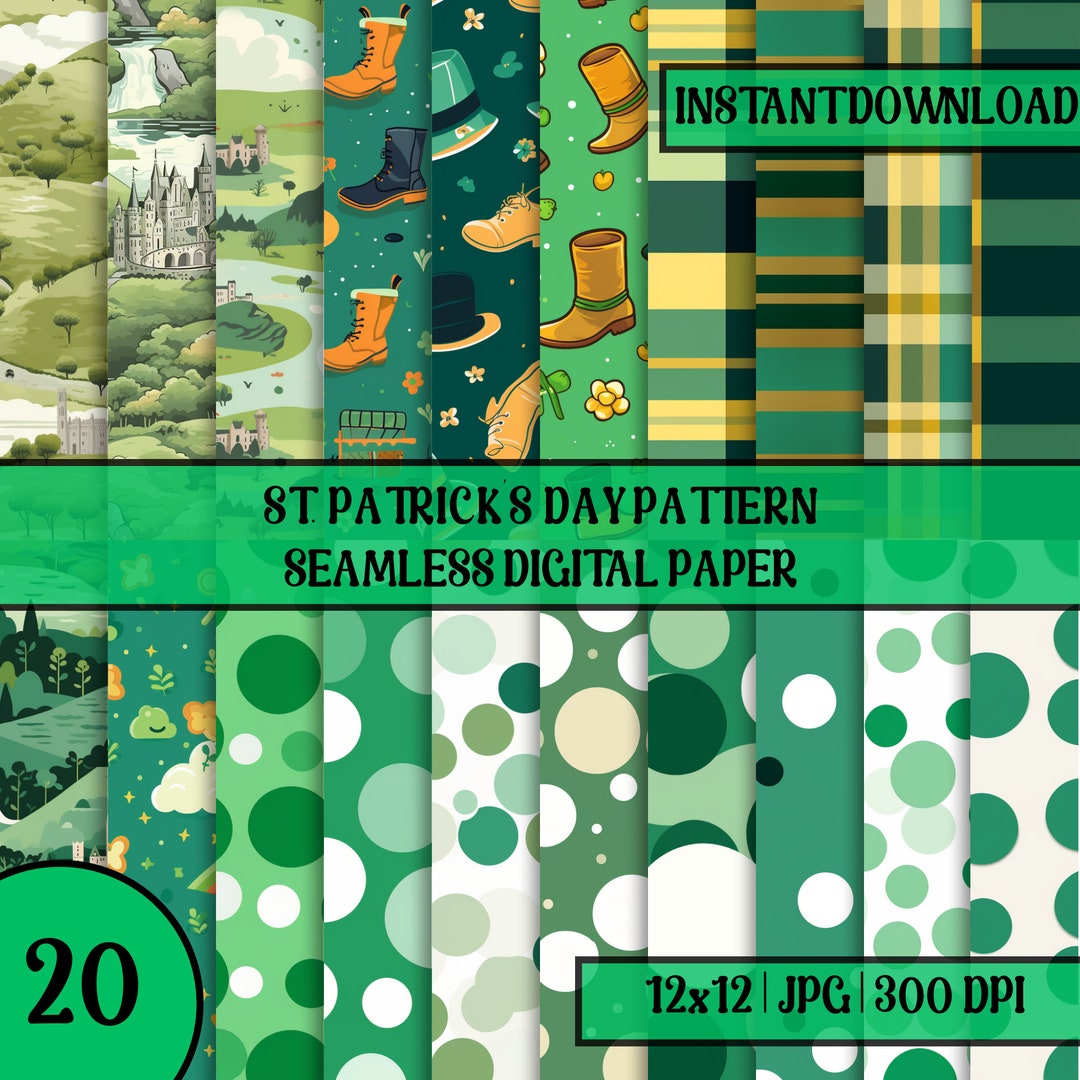 Seamless Digital Paper, St Patrick Digital Paper, Clover Leaf ...