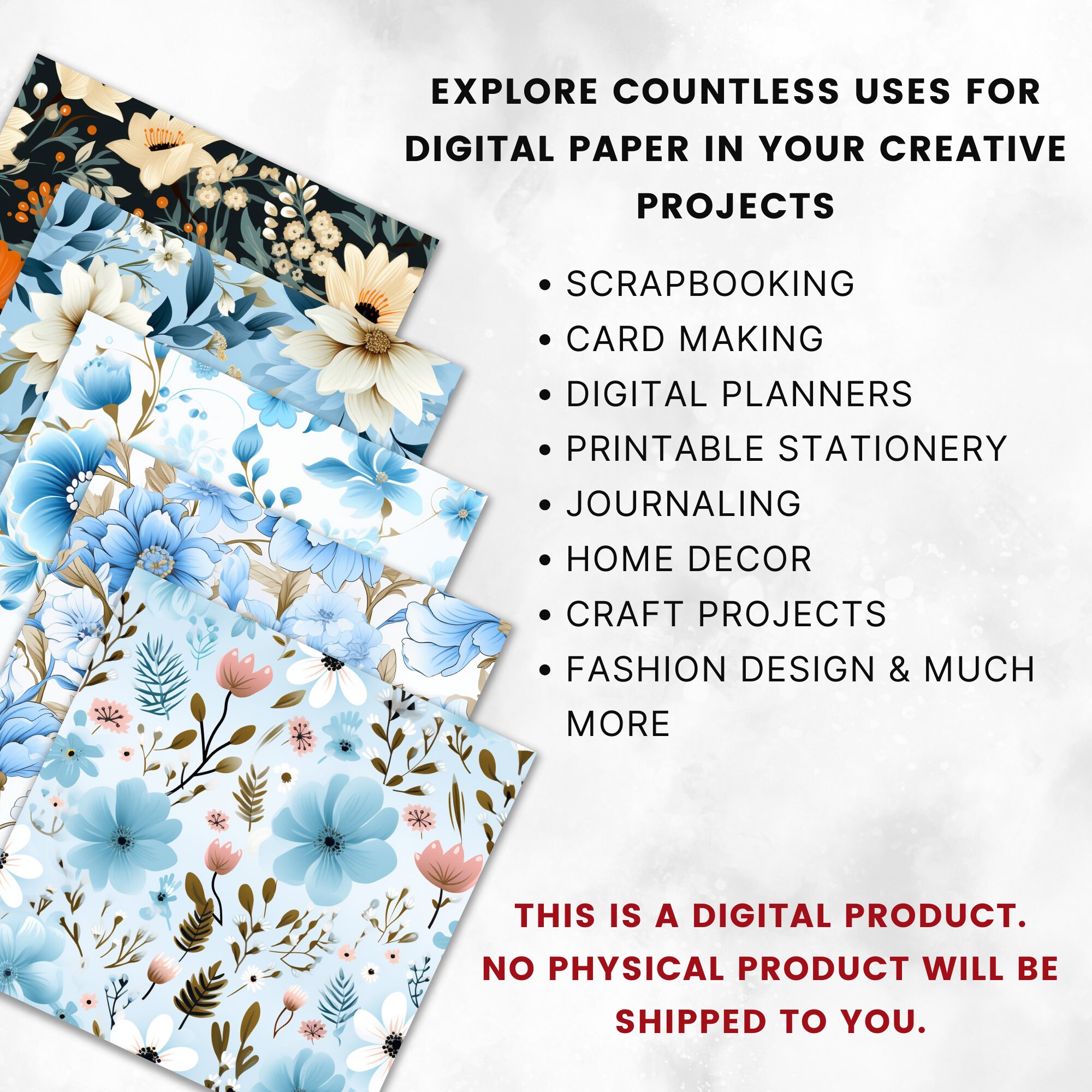 Seamless Digital Paper Bundle, Floral Seamless Digital Paper, Floral ...