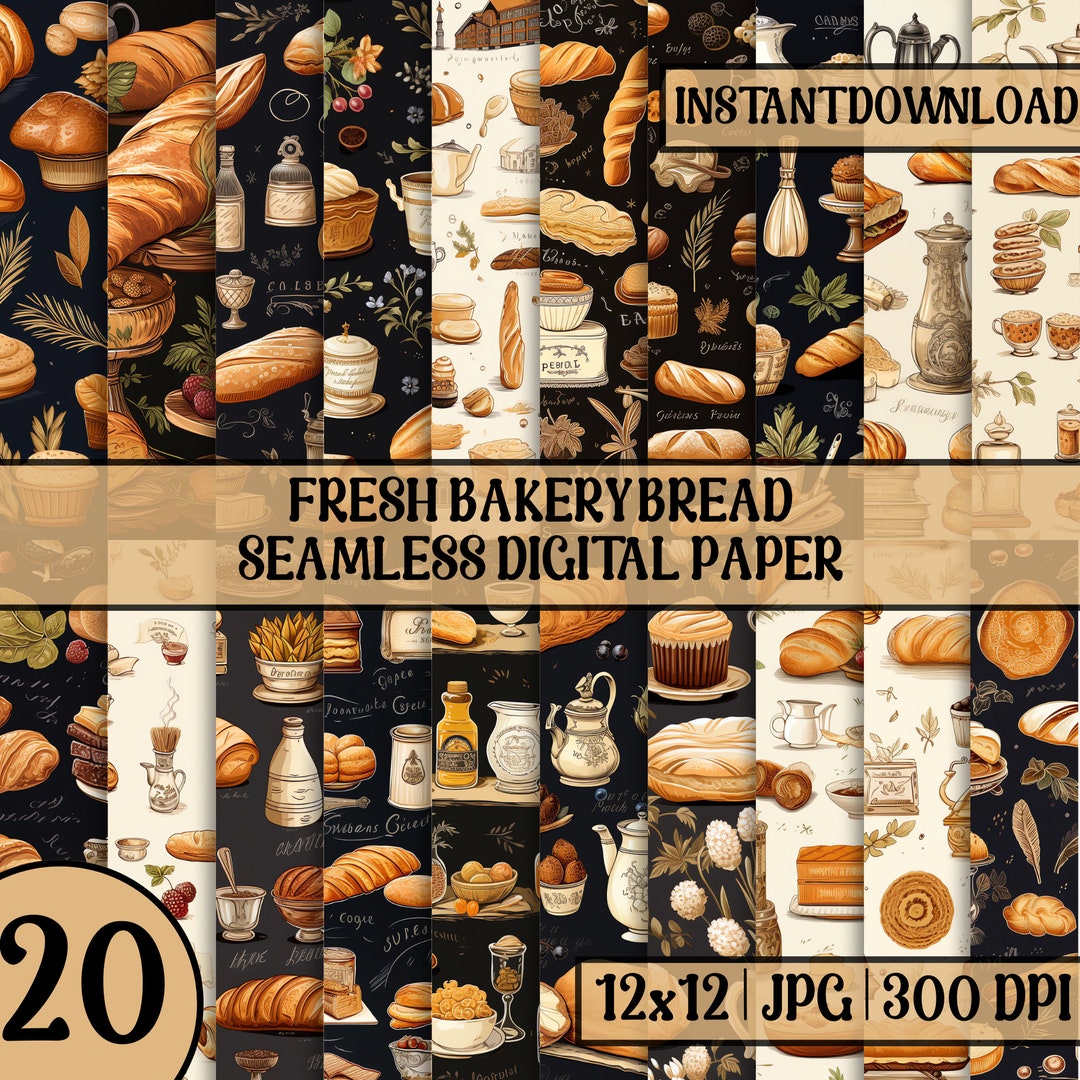Seamless Digital Paper, Bakery Seamless Digital Paper, Bread ...