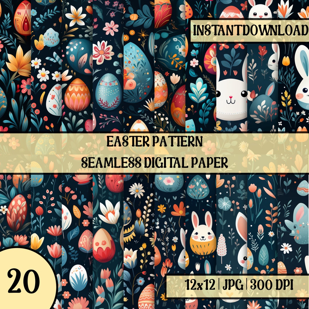Seamless Digital Paper, Easter Digital Paper, Easter Egg Backgrounds ...