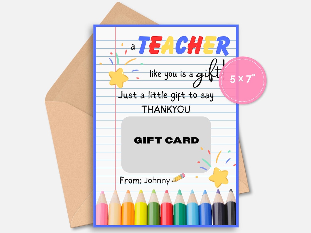 Printable Teacher Appreciation Gift Card Holder, Printable Gift for ...