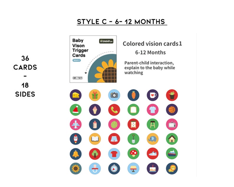 Baby Visual Stimulation Cards for All Ages 20 Cards Colour - Etsy