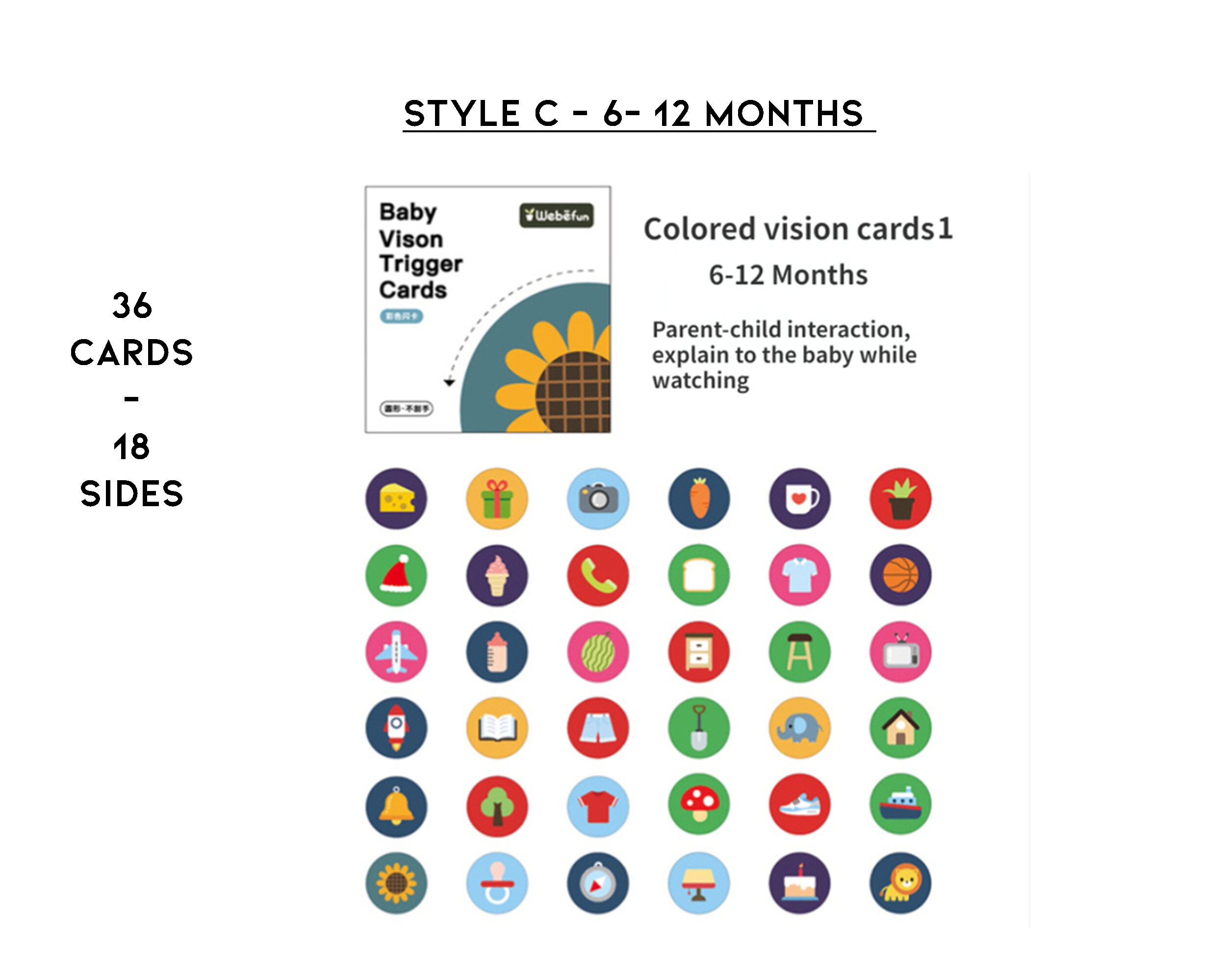 Baby Visual Stimulation Cards for All Ages- 20 Cards Colour -black ...
