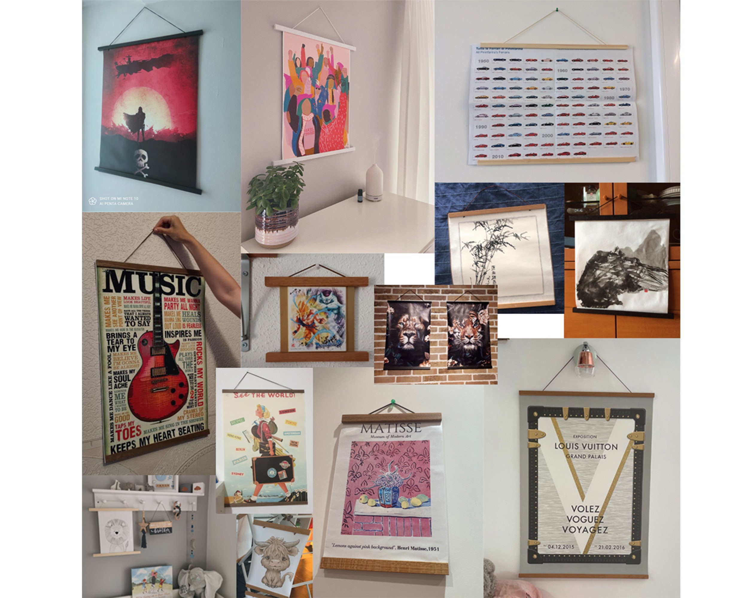 Print Hanger magnetic Wood Poster Hanger tea Towel Frame, Calendar ...