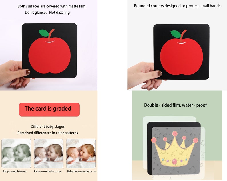 Baby Visual Stimulation Cards for All Ages 20 Cards Colour black White ...