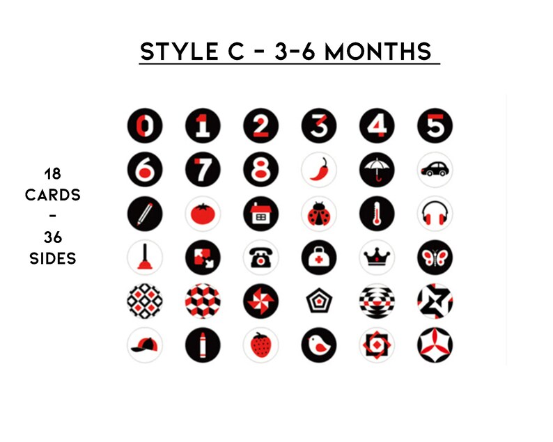 Baby Visual Stimulation Cards for All Ages 20 Cards Colour black White ...