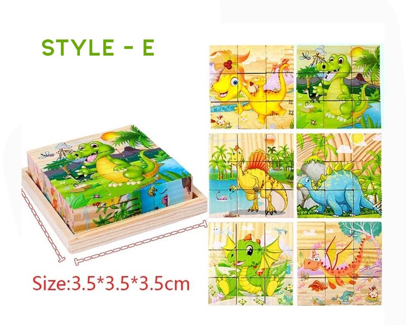 Kids Wooden 3D Cubes Jigsaw Puzzles - Cartoon Puzzle - Christmas Toys ...