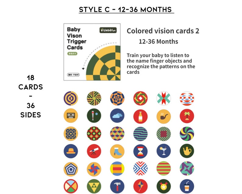 Baby Visual Stimulation Cards for All Ages 20 Cards Colour black White ...