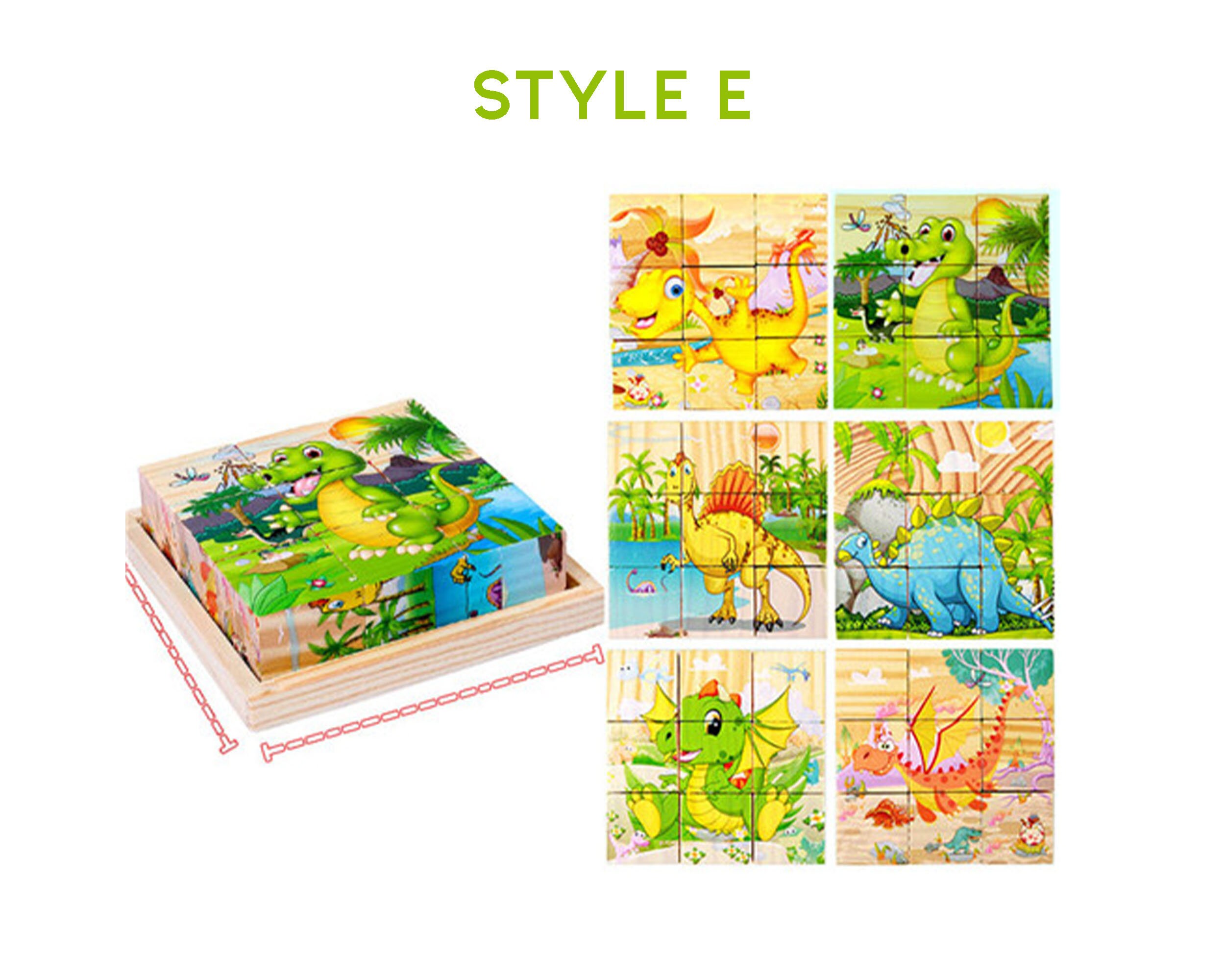 Kids Wooden 3D Cubes Jigsaw Puzzles Cartoon Puzzle Animal Wooden ...