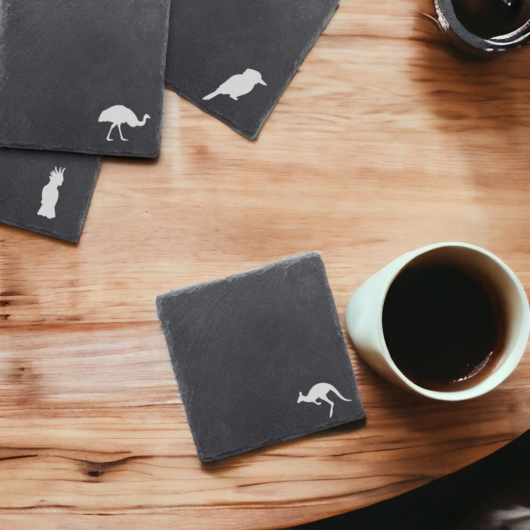 Laser Engraved Australian Animal Slate Coaster - Etsy