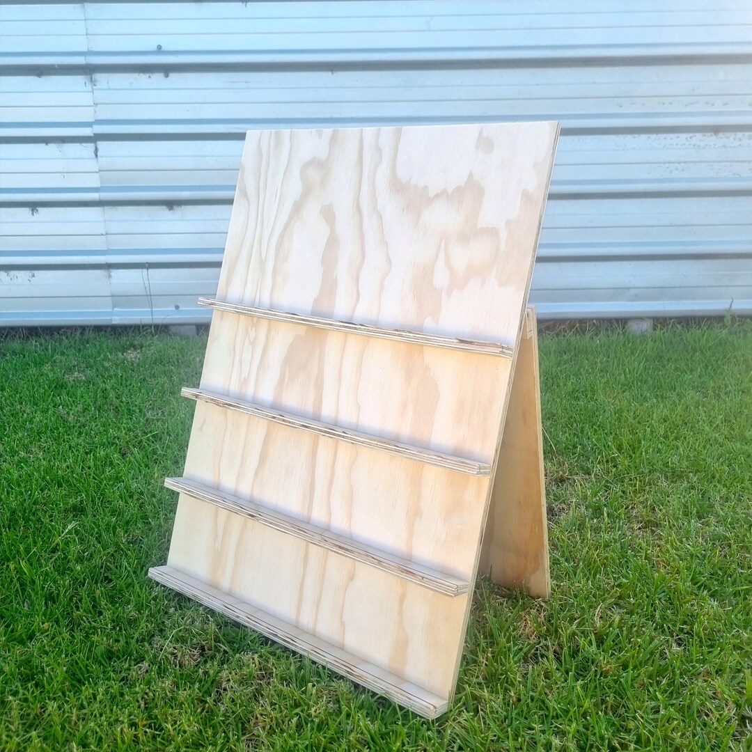 Slotted Wood Display Stand: Market Stall Shelves, Logo Engraving Option ...