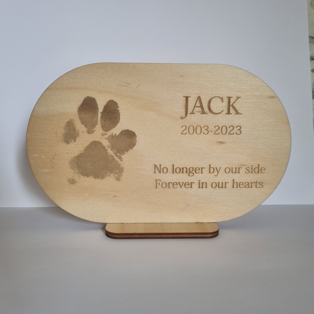 3D Memorial Plaque RIP Pet Dog Paw Print Name Dates Message Passed Away ...