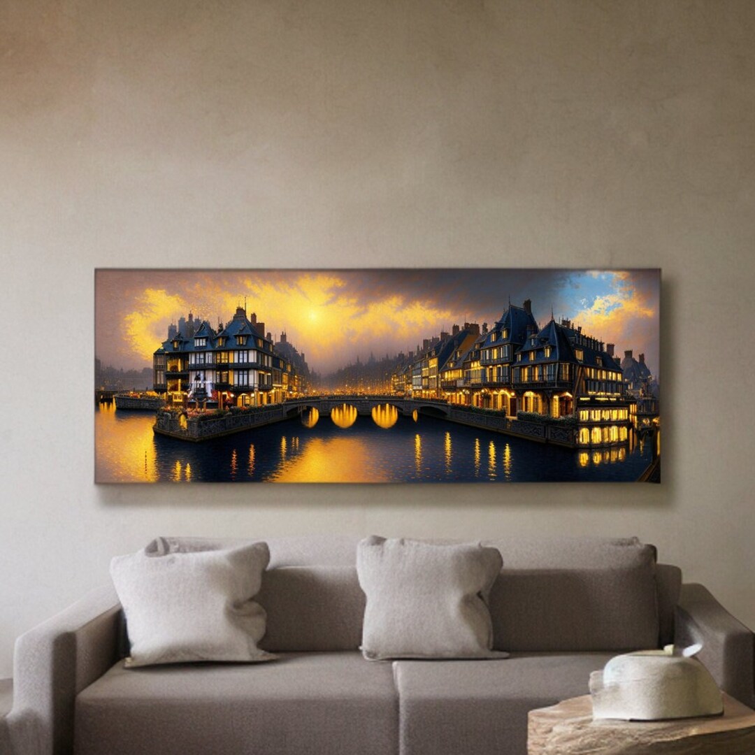 Beautiful Night View Canvas Painting Night Light Painting Night Life ...